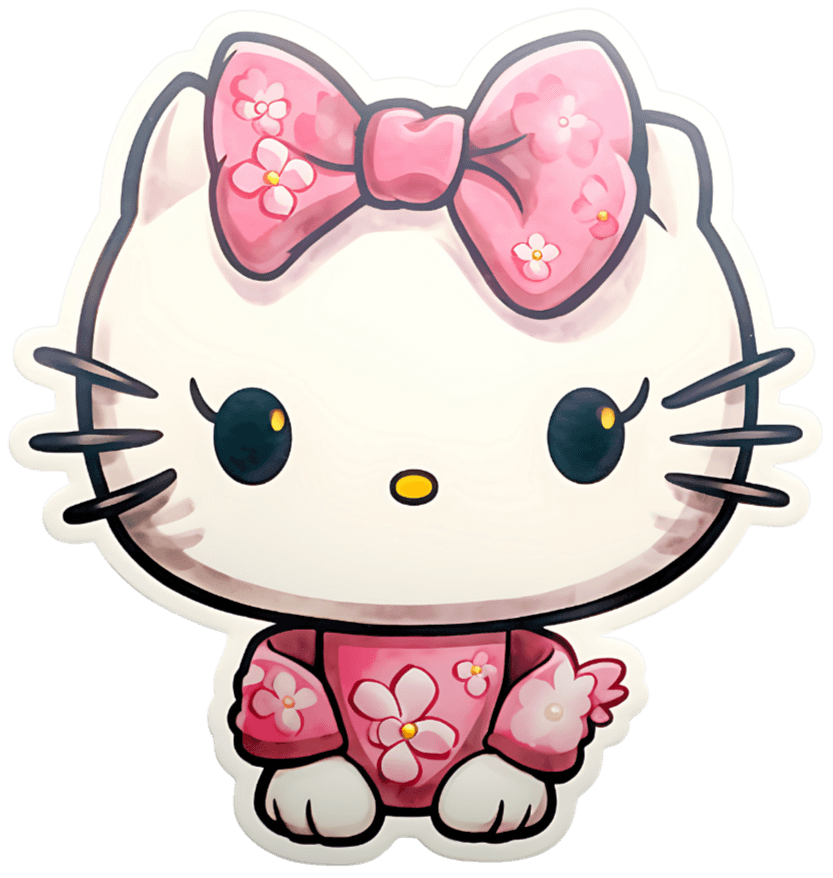 Hello Kitty in Pink Floral Blouse DTF (direct-to-film) Transfer ...