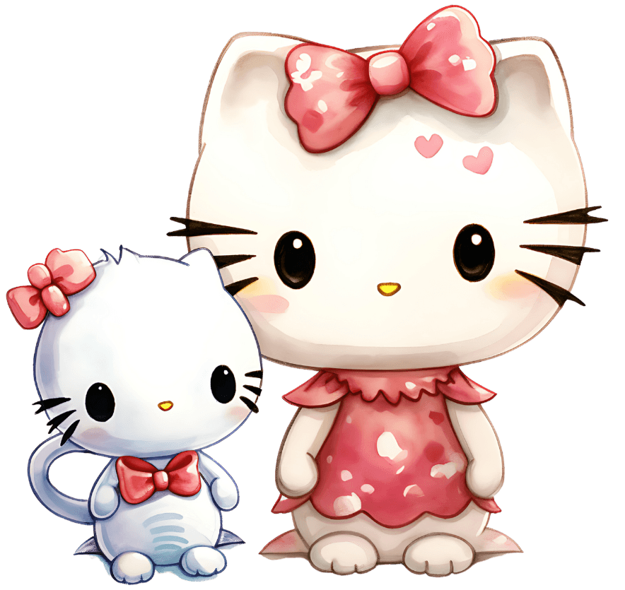 Hello Kitty in Pink With Baby Kitty DTF (direct-to-film) Transfer ...