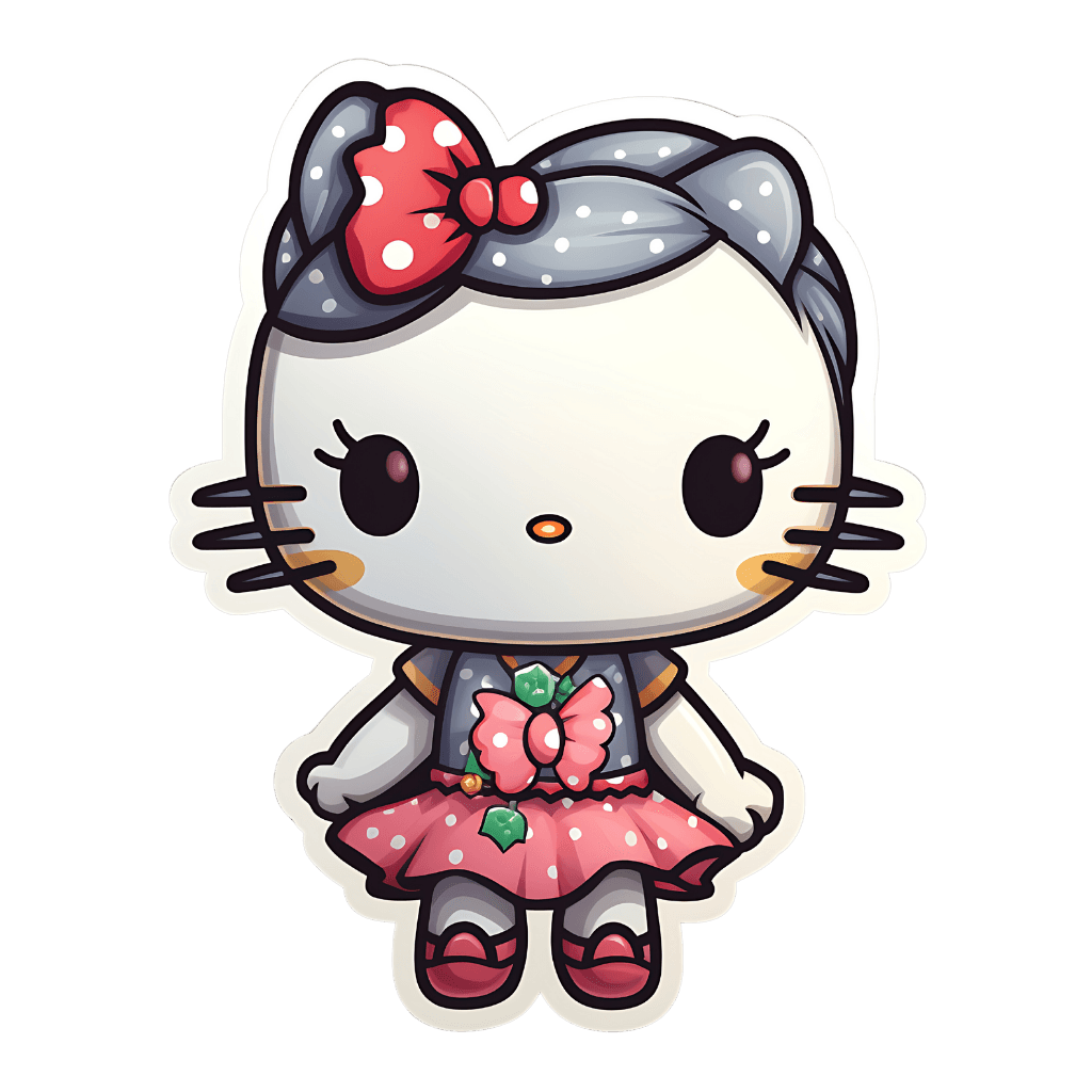 Hello Kitty in Polka Dot Pink Tutu DTF (direct-to-film) Transfer ...