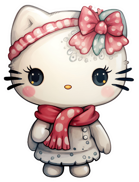 Hello Kitty in White Dress With Headband DTF (direct-to-film) Transfer ...