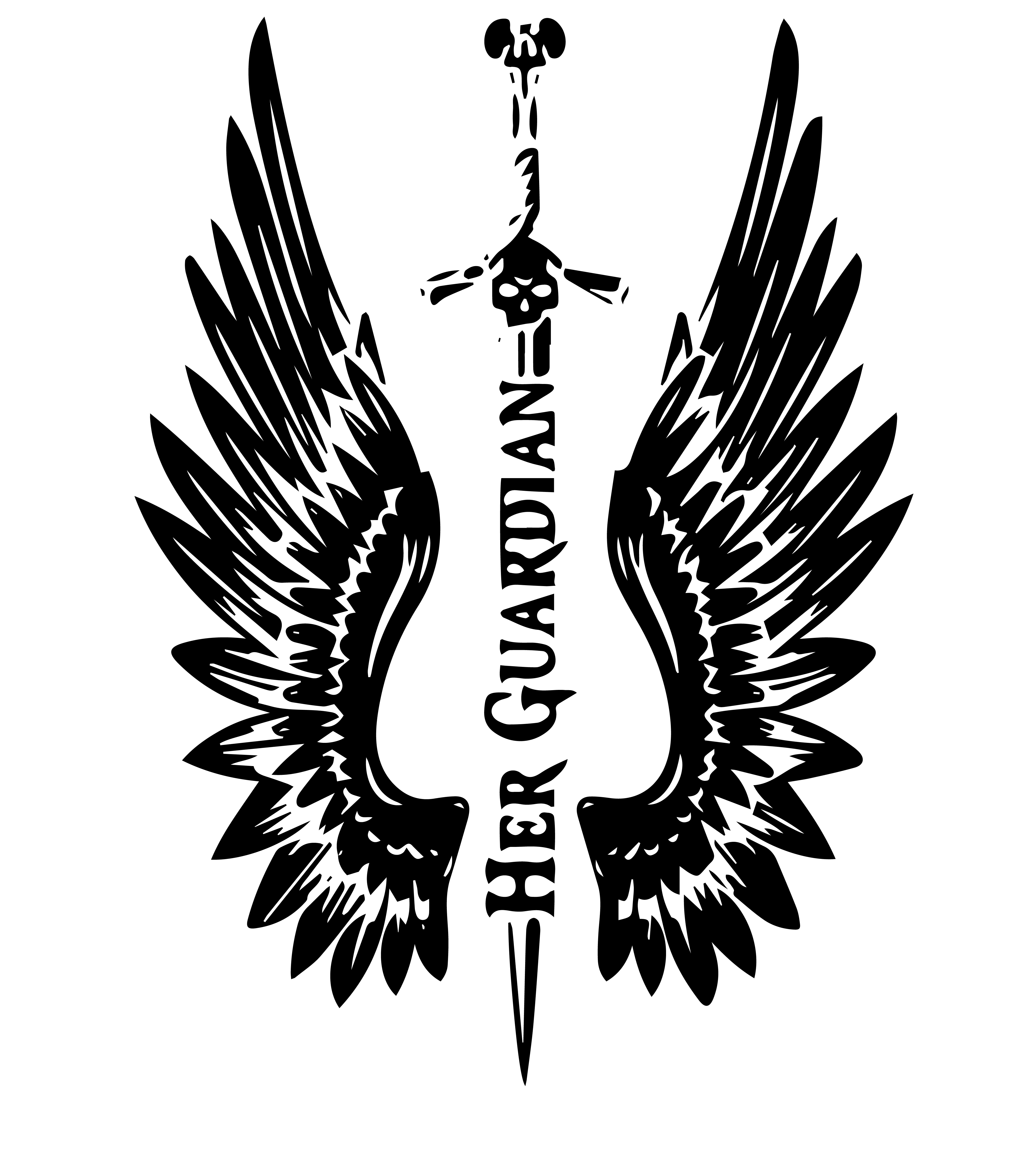 Her Guardian Angel With Wings In Black Font Part 2 DTF (direct-to-film ...