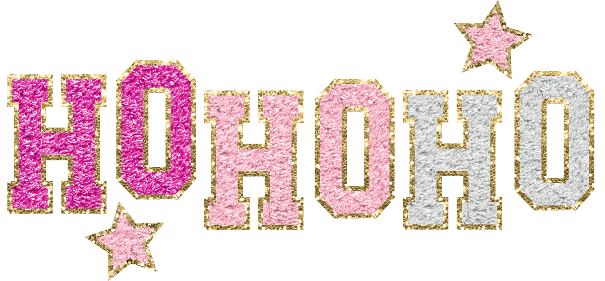 Ho Ho Ho in Pink & Silver With 2 Stars DTF (direct-to-film) Transfer ...