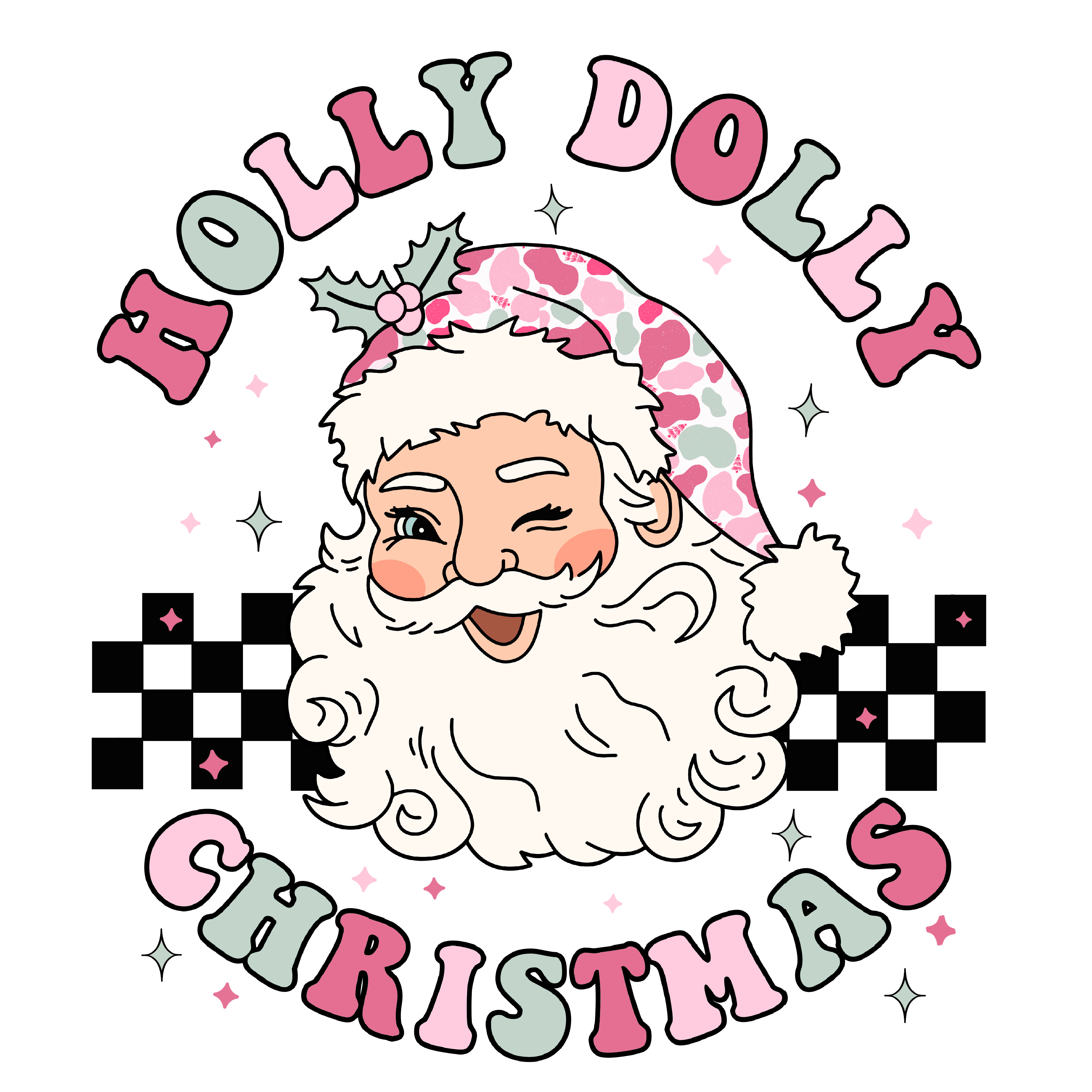 Holly Dolly Santa DTF (direct-to-film) Transfer – Twisted Image Transfers