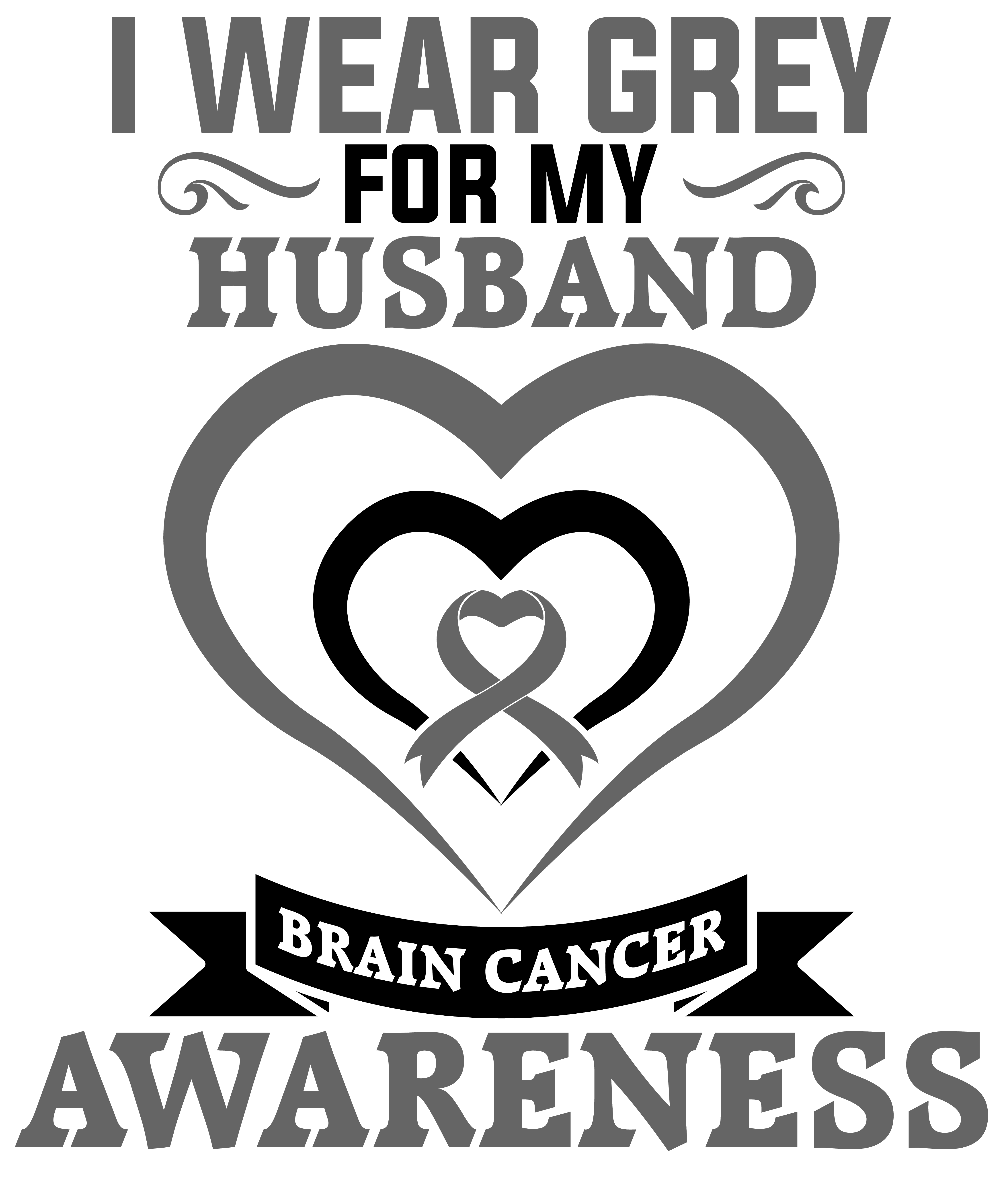 I Wear Grey for My Husband Hearts DTF (direct to film) Transfer ...