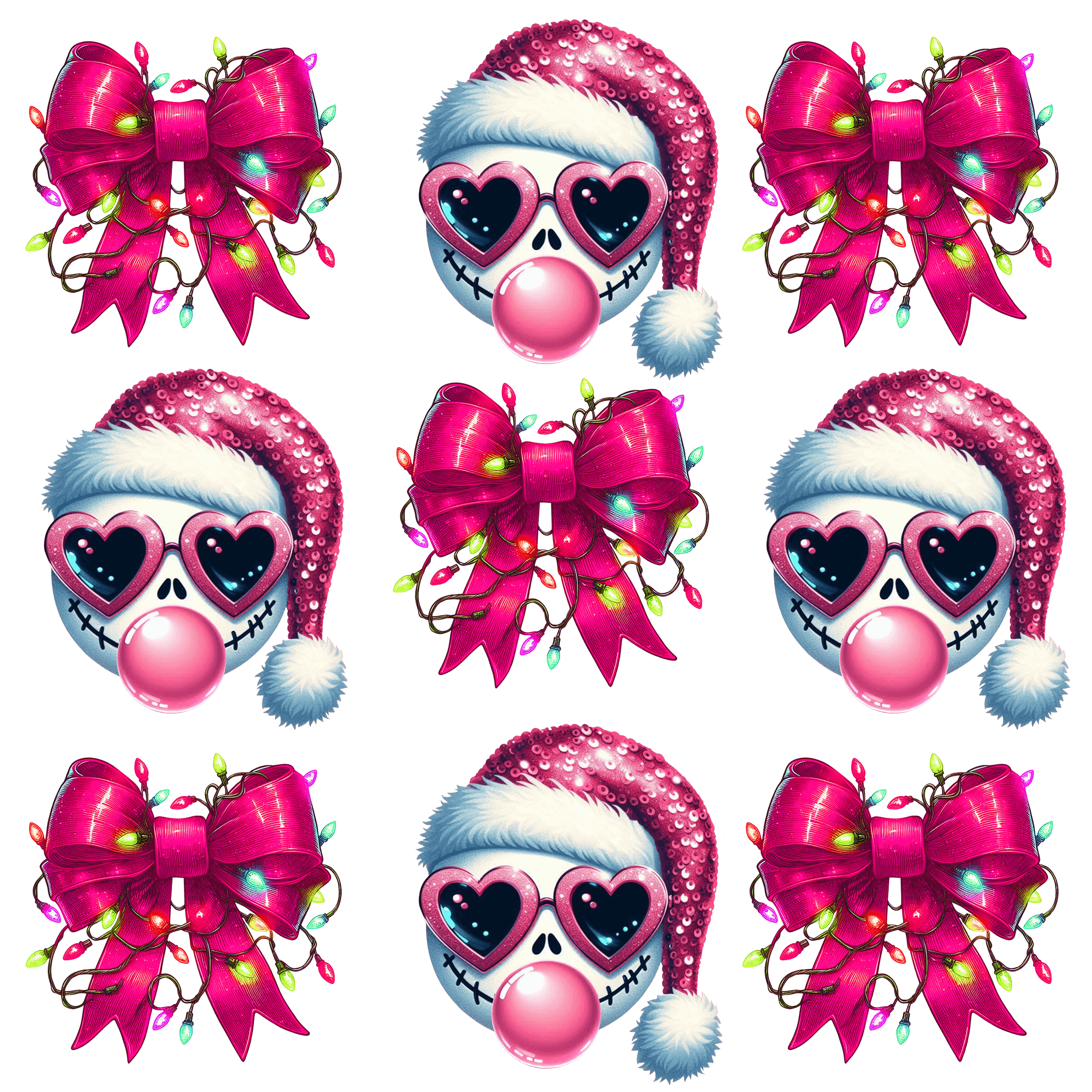 Jack Skellington Coquette Bow in 3 Rows DTF (direct-to-film) Transfer ...