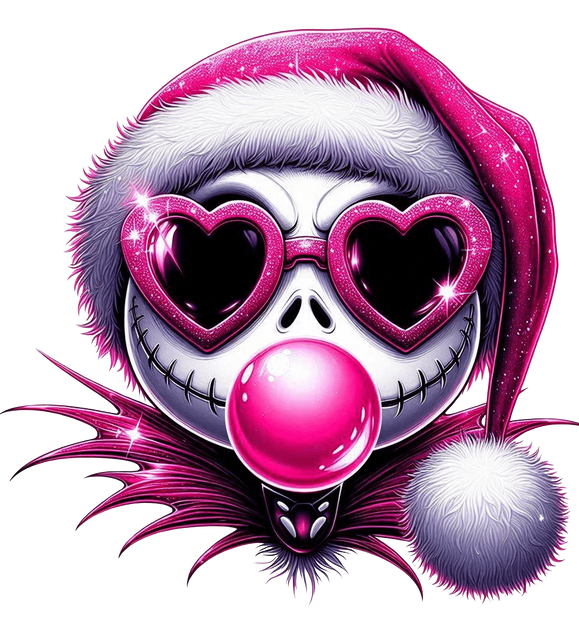 Jack Skellington Pink Sparkling Hat & Glasses DTF (direct-to-film ...