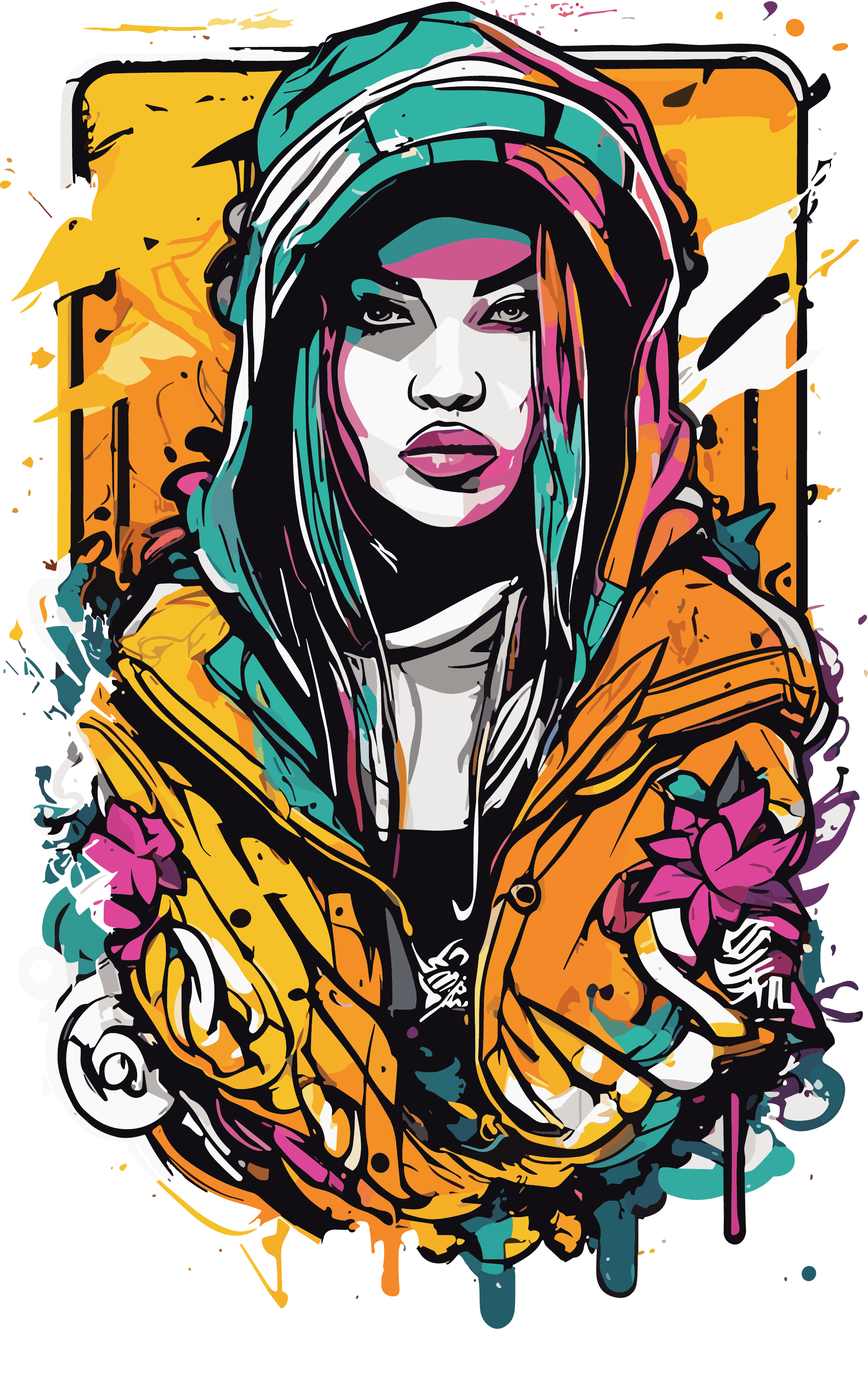 Lady in Hoodie Color Drip DTF (direct-to-film) Transfer – Twisted Image ...