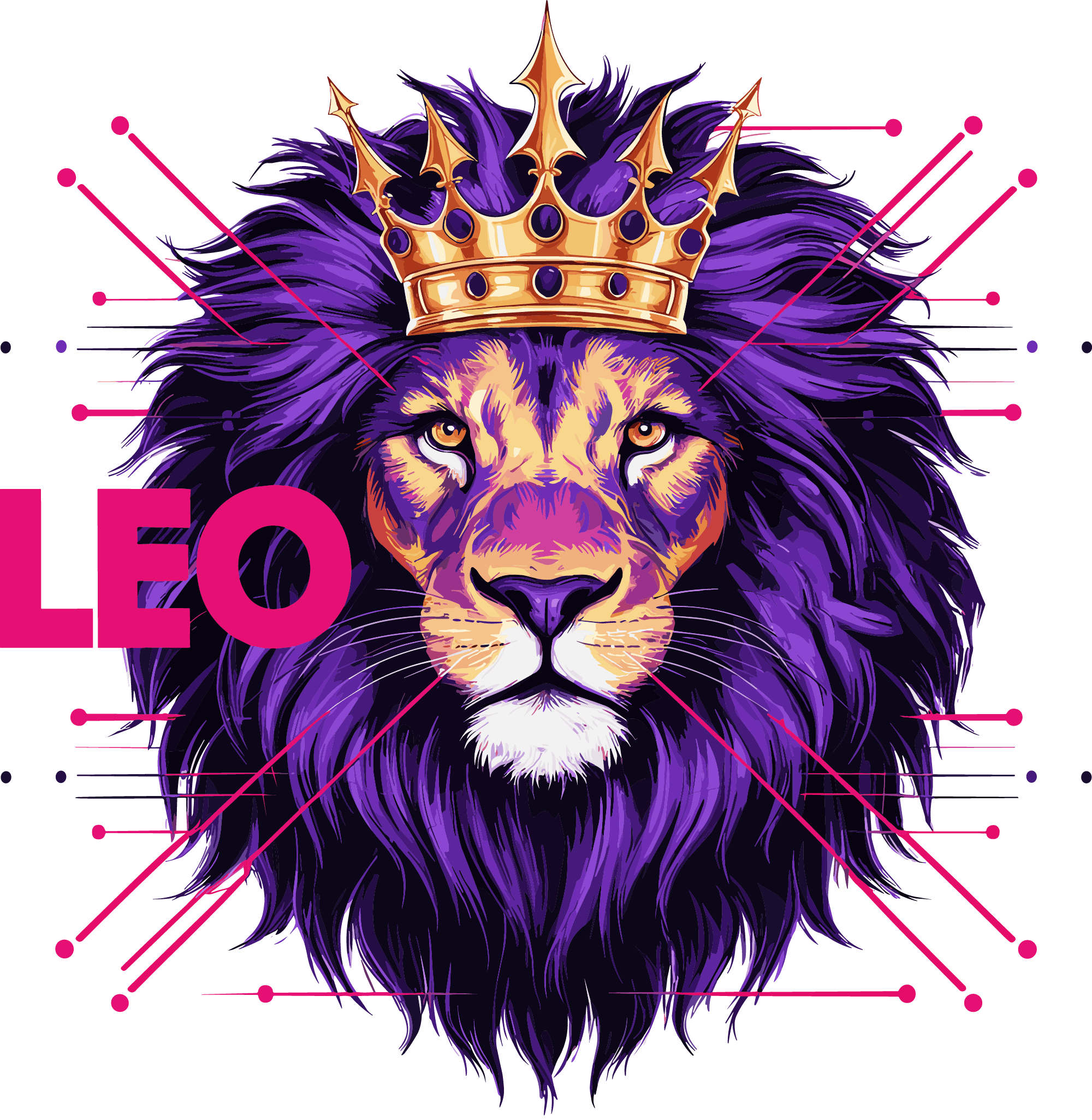 Leo Purple Lion DTF (direct-to-film) Transfer – Twisted Image Transfers