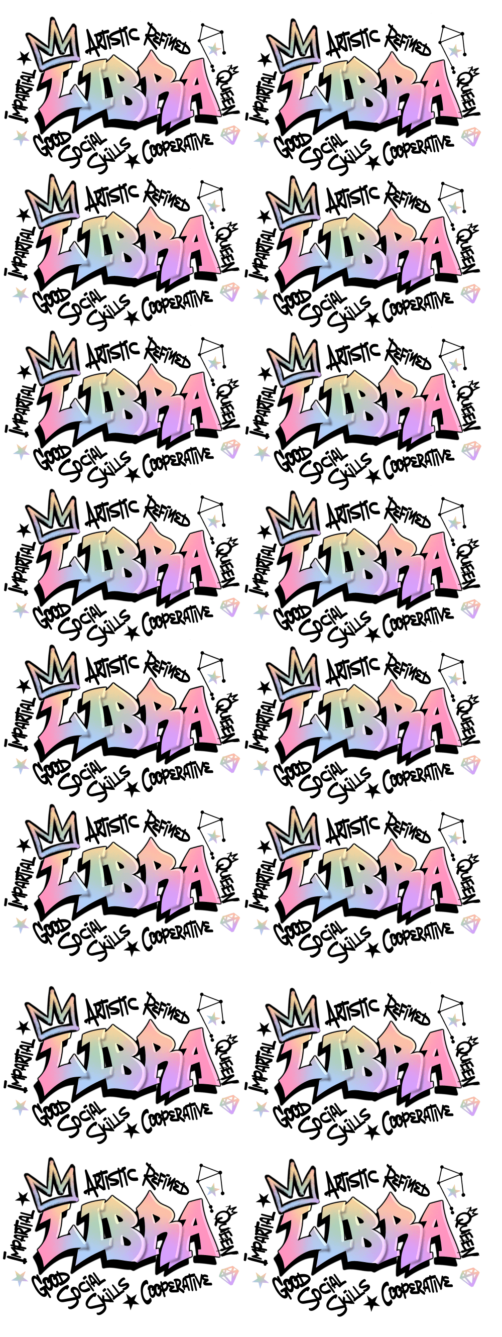 Libra Graffiti 60" DTF Direct to Film Ready to Ship Gang Sheet ...