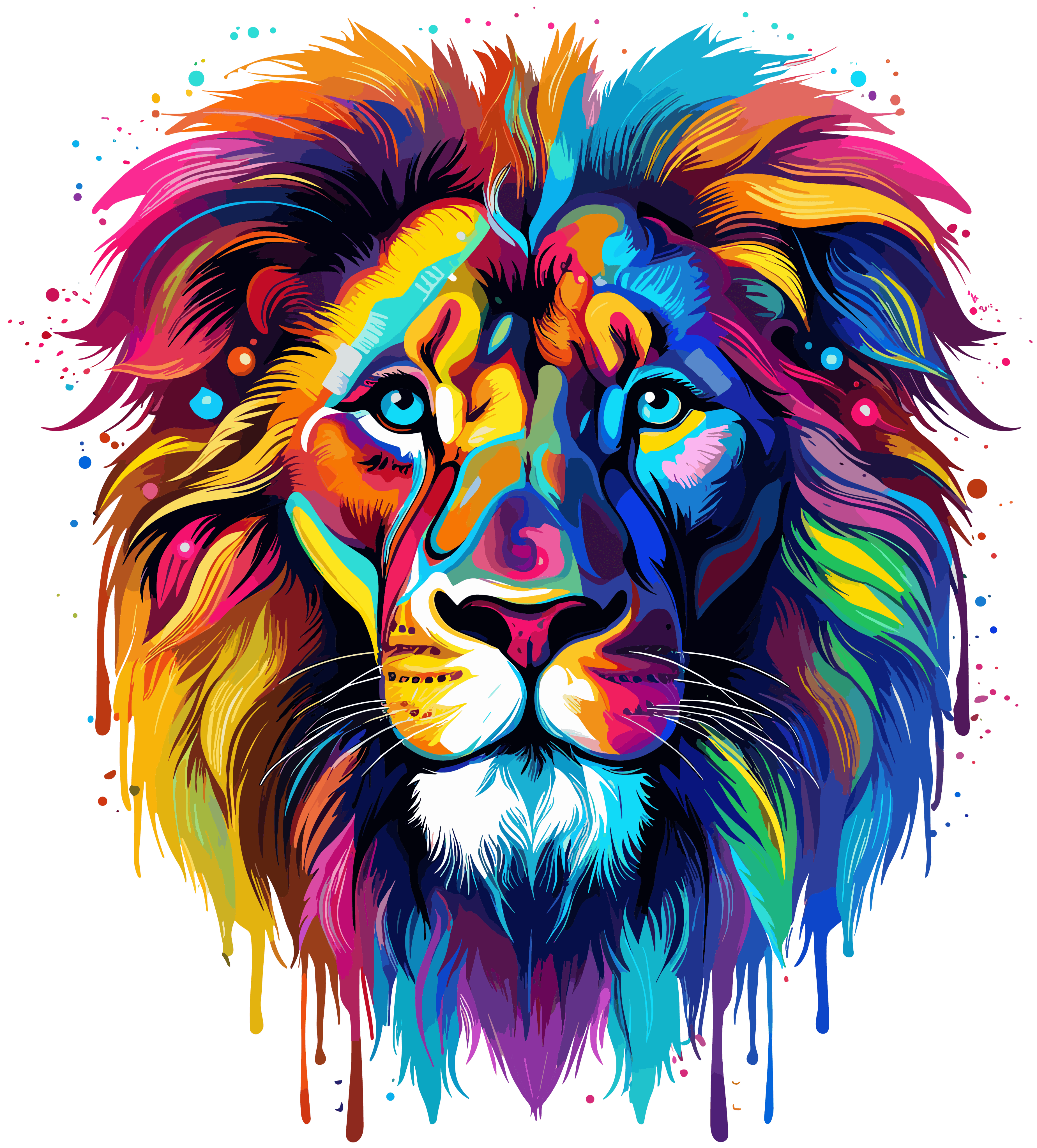 Lion Colorful Mane Color Drip DTF (direct-to-film) Transfer – Twisted ...