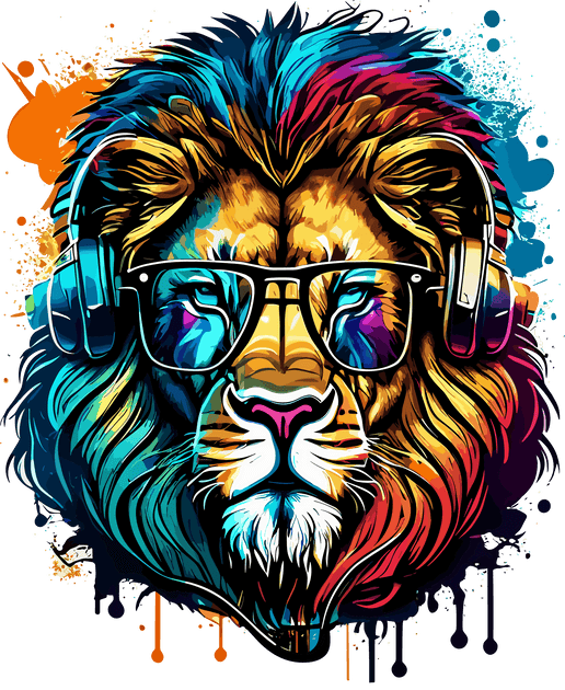 Lion in Beats Color Drip DTF (direct-to-film) Transfer – Twisted Image ...