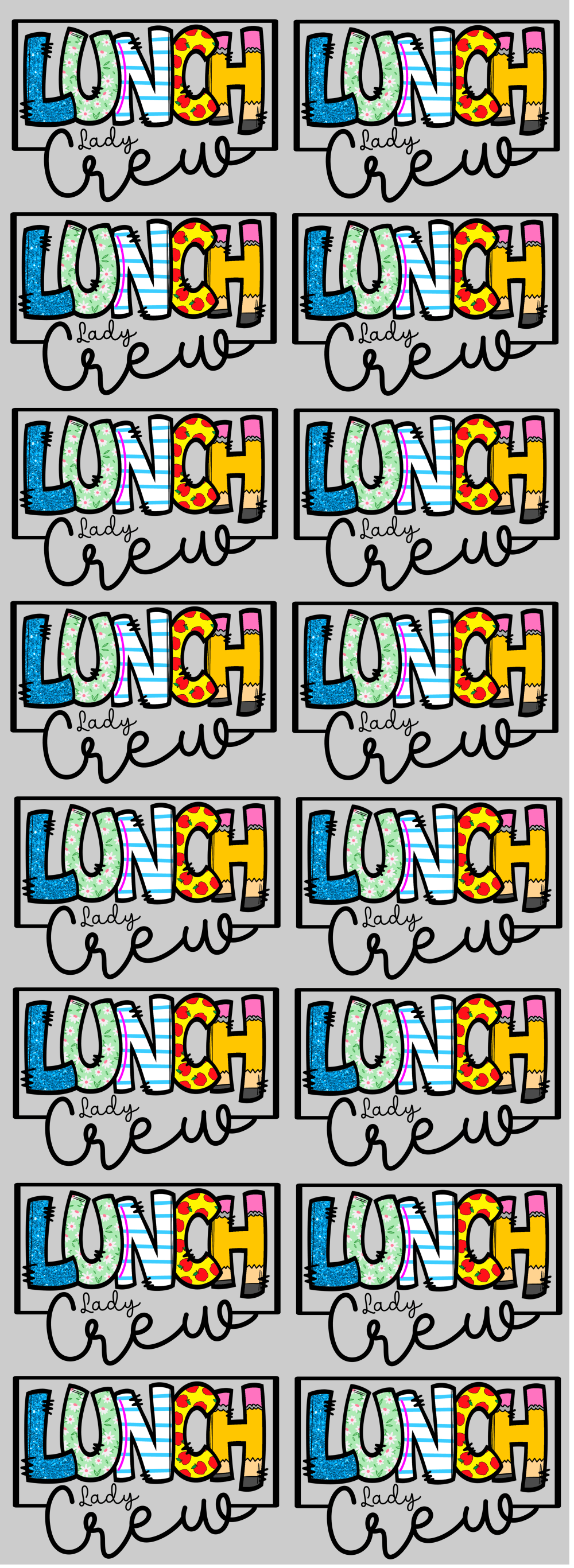 Lunch Crew 60" DTF Direct to Film Ready to Ship Gang Sheet – Twisted ...