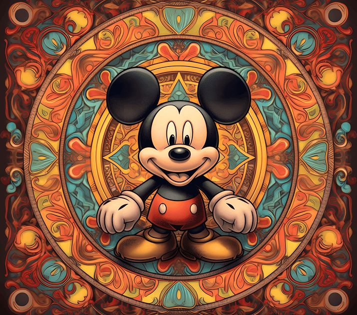 M Mouse In Primary Abstract 42 UV-DTF 20 oz Skinny Tumbler Wrap ...