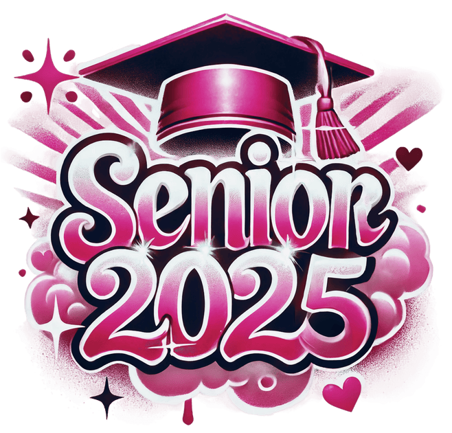 Maroon Bubbles Senior 2025 Airbrushed DTF (direct-to-film) Transfer ...