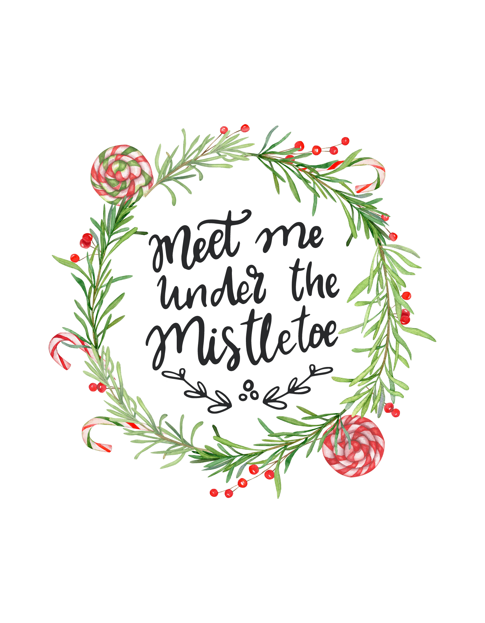 Meet Me Under the Mistletoe Wreath DTF (direct-to-film) Transfer ...