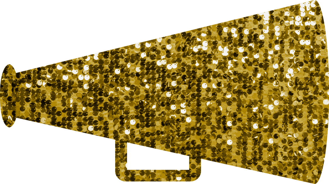 Megaphone Cheer Faux Glitter Gold DTF (direct-to-film) Transfer ...