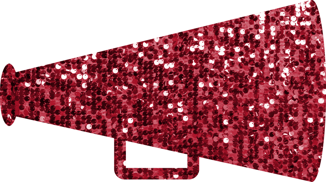 Megaphone Cheer Faux Glitter Red DTF (direct-to-film) Transfer ...