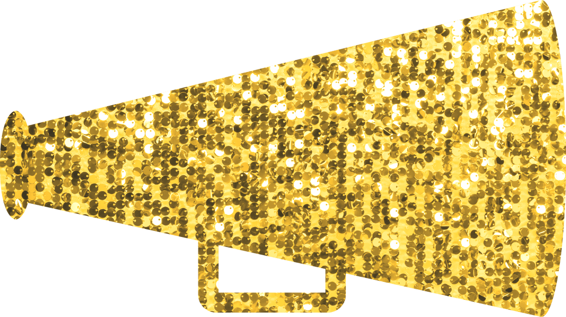 Megaphone Cheer Faux Glitter Yellow DTF (direct-to-film) Transfer ...