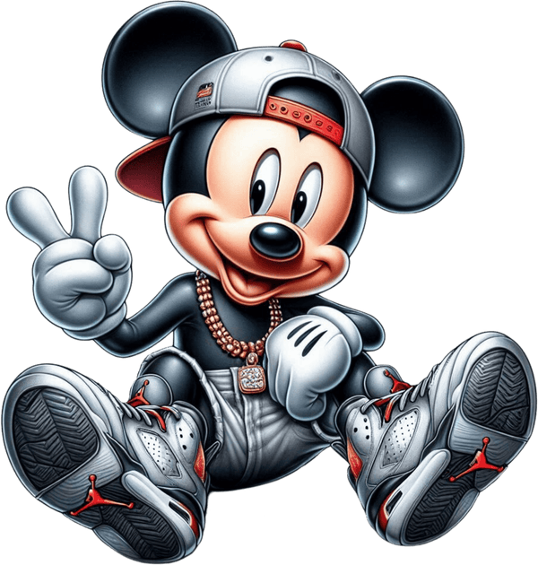Mickey Mouse With Jordans Throwing Peace Sign DTF (direct-to-film ...