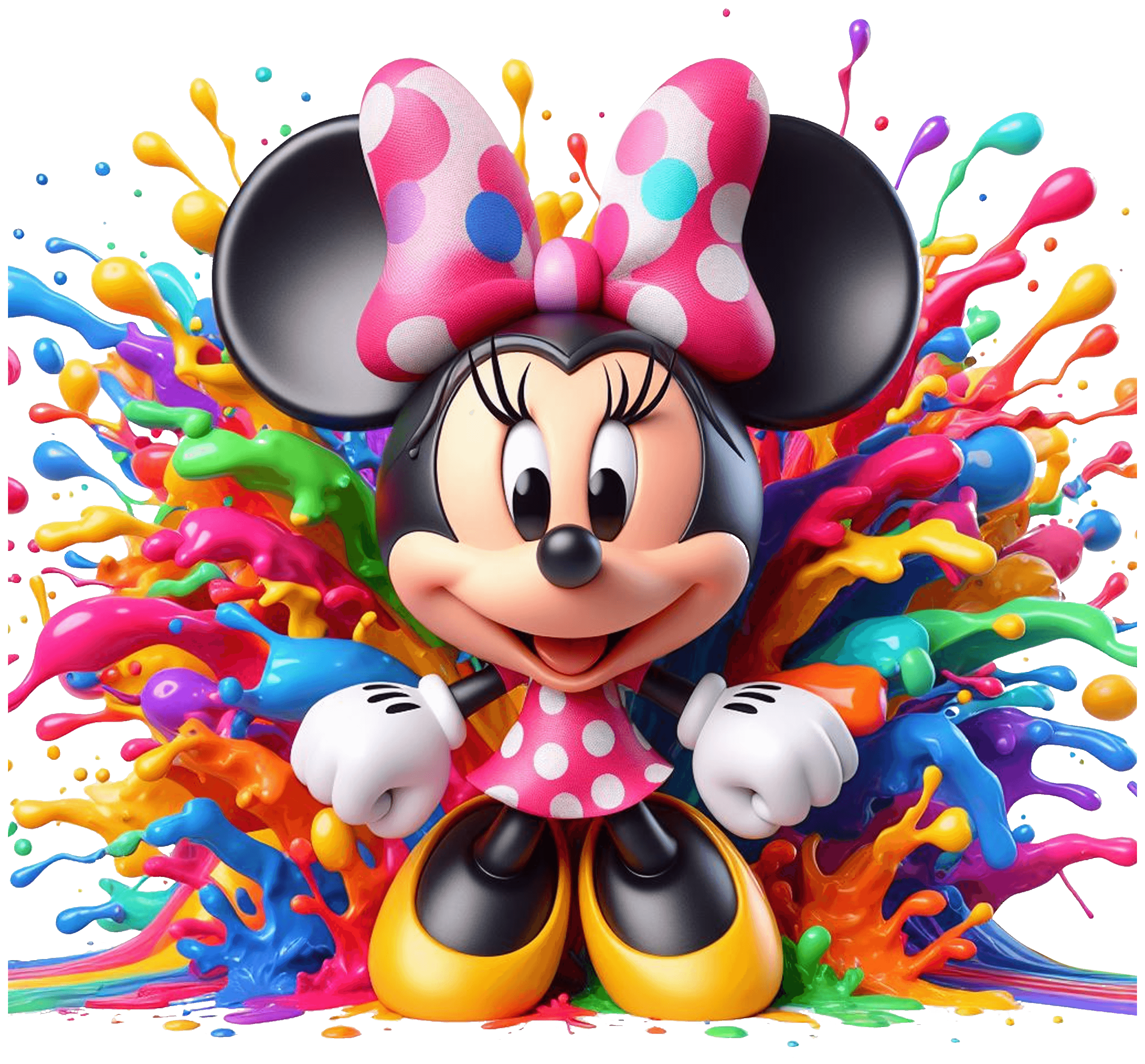 Minnie Mouse in Dress Color Drip DTF (direct-to-film) Transfer ...