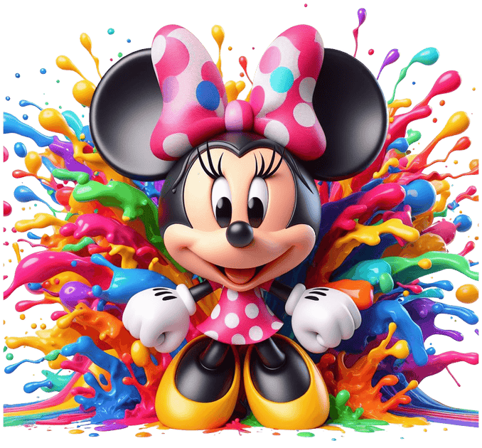 Minnie Mouse in Dress Color Drip DTF (direct-to-film) Transfer ...
