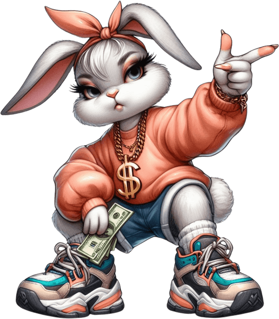 Money Bunny in Pink Sweater DTF (direct-to-film) Transfer – Twisted ...