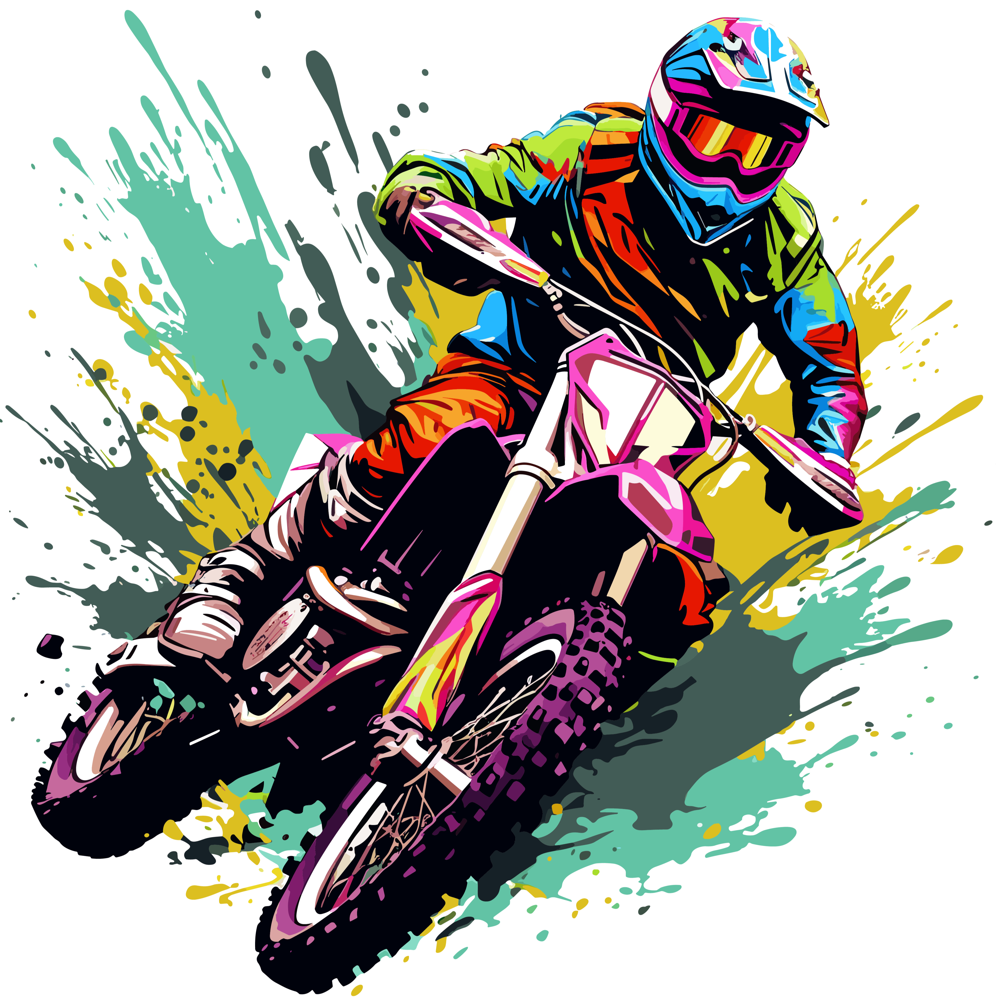 Motor Bike Rider Color Drip DTF (direct-to-film) Transfer – Twisted ...