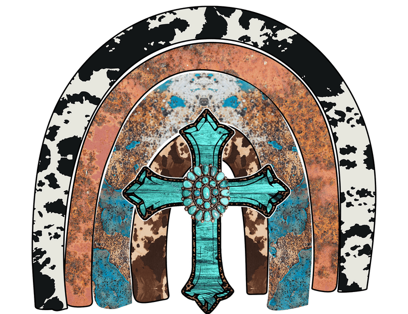Multi Pattern Rainbow & Blue Cross DTF (direct-to-film) Transfer ...