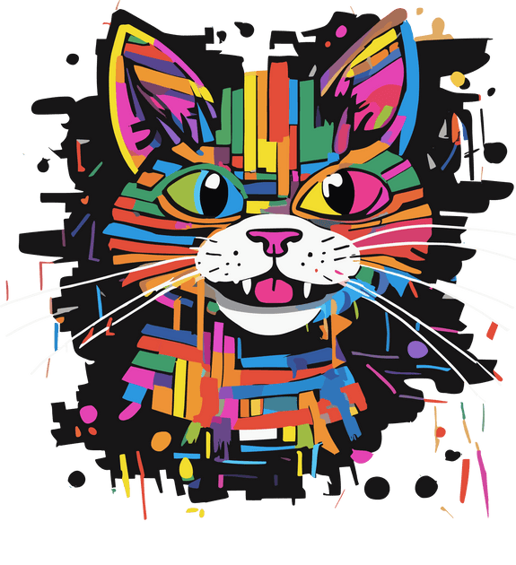 Multicolored Eyed Cat Color Drip DTF (direct-to-film) Transfer ...