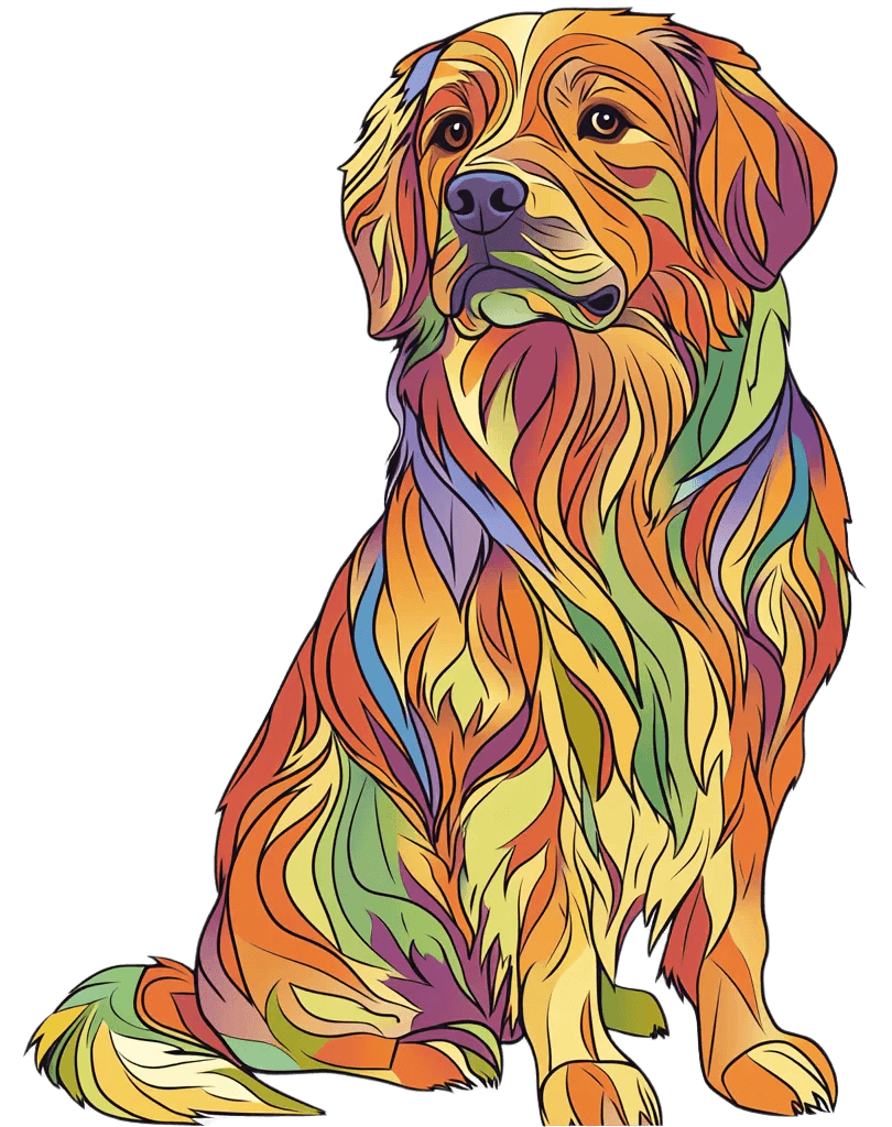 Multicolored Long Hair Dog DTF (direct-to-film) Transfer – Twisted ...