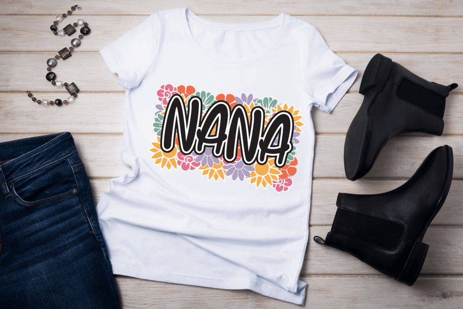 Nana Flowers DTF (direct-to-film) Transfer – Twisted Image Transfers
