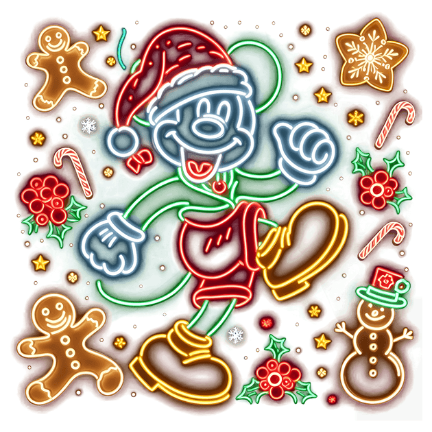 Neon Mickey Stepping With Mistletoe DTF (direct-to-film) Transfer ...