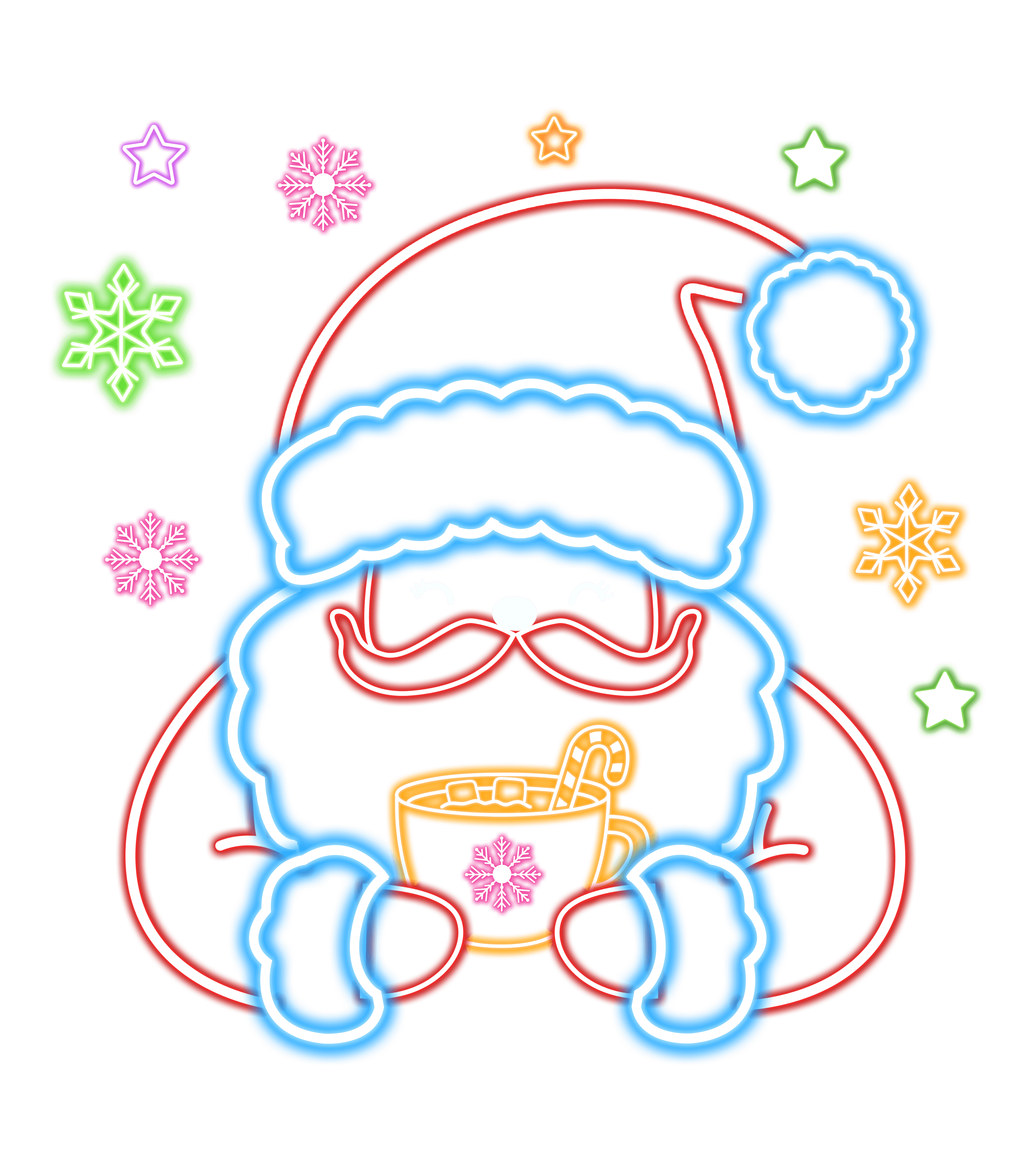 Neon Santa With Snowflakes DTF (direct-to-film) Transfer – Twisted ...