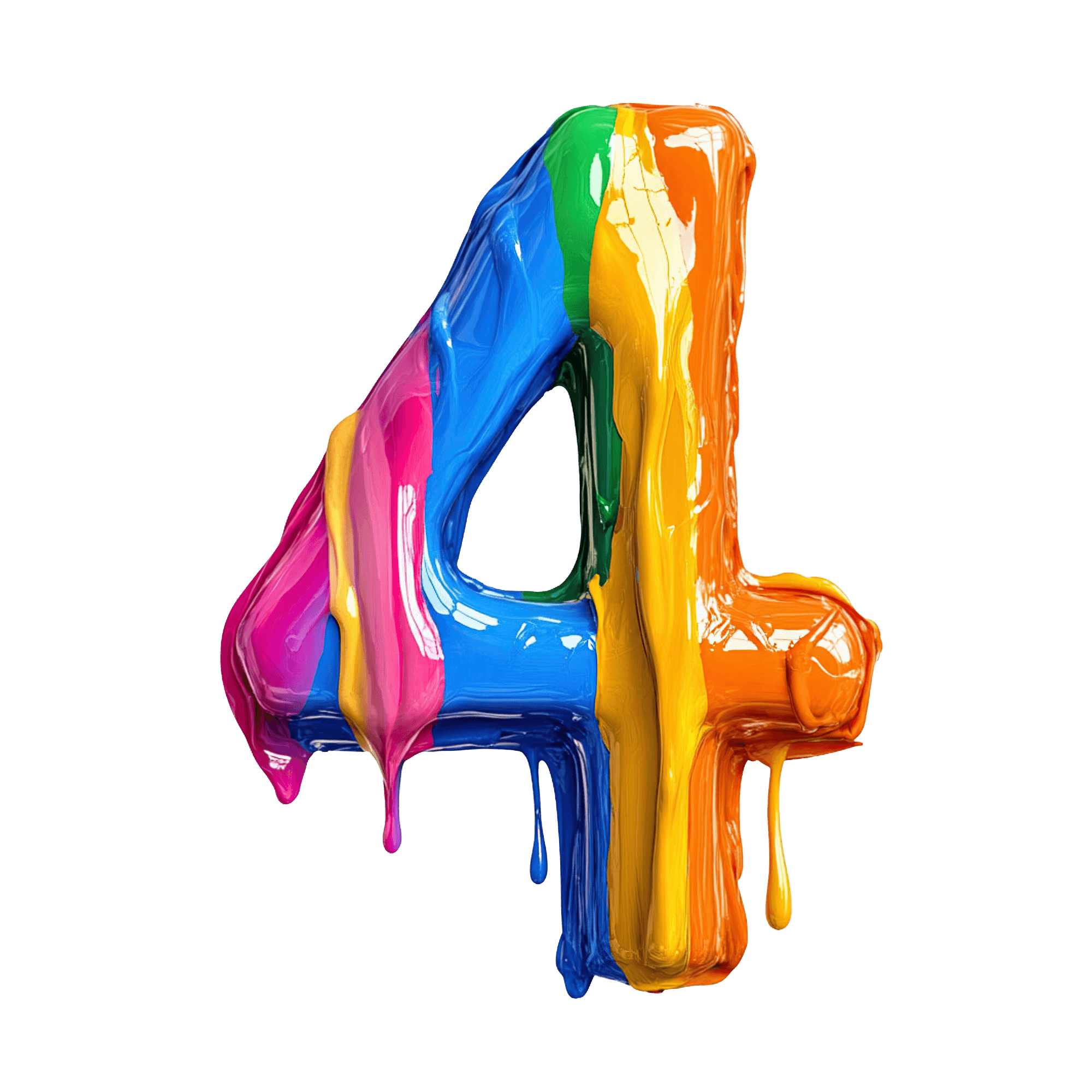 Number Four Color Drip DTF (direct-to-film) Transfer – Twisted Image ...