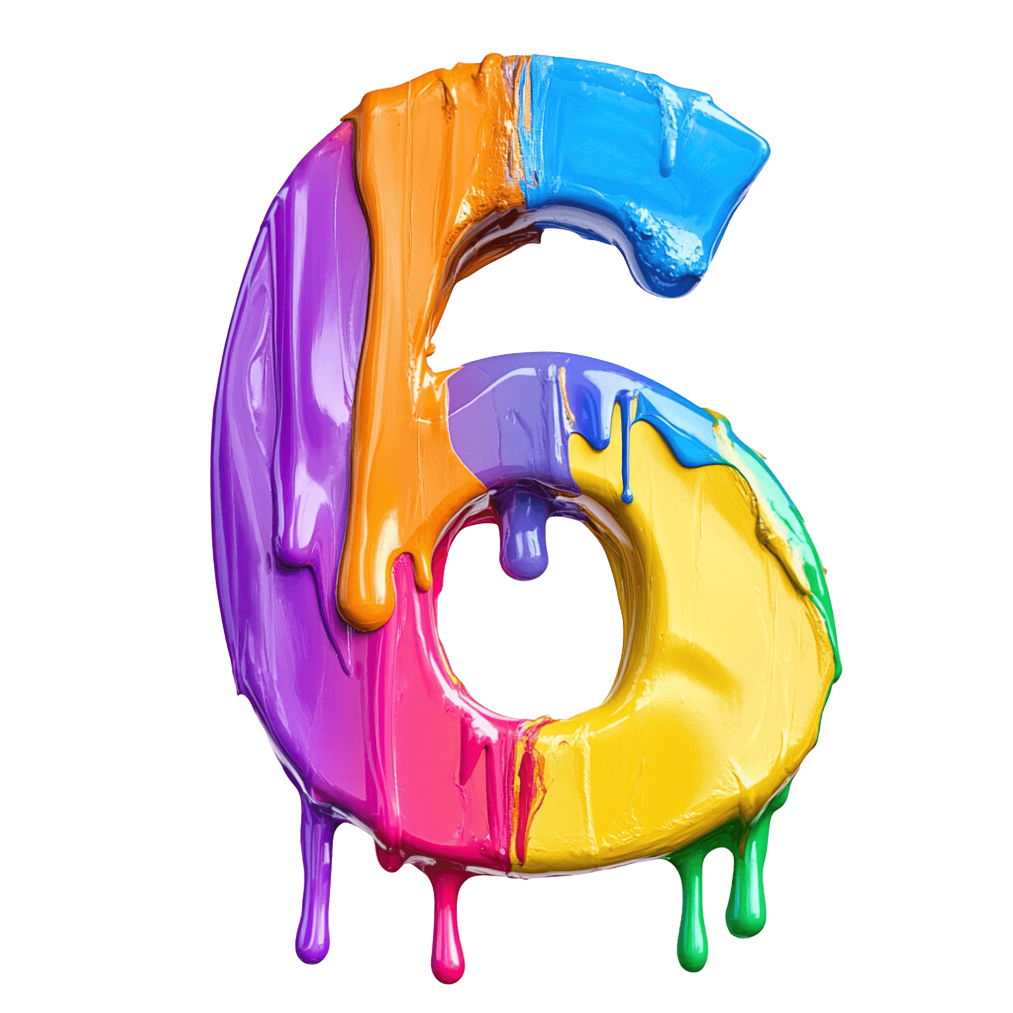 Number Six Color Drip DTF (direct-to-film) Transfer – Twisted Image ...