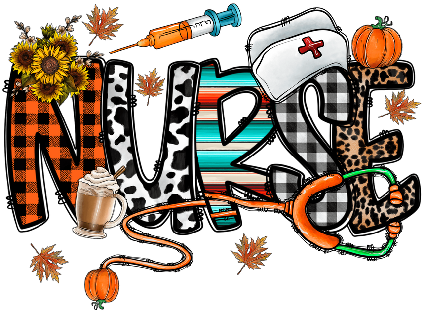 Nurse Fall With Sunflower & Needle DTF (direct-to-film) Transfer ...