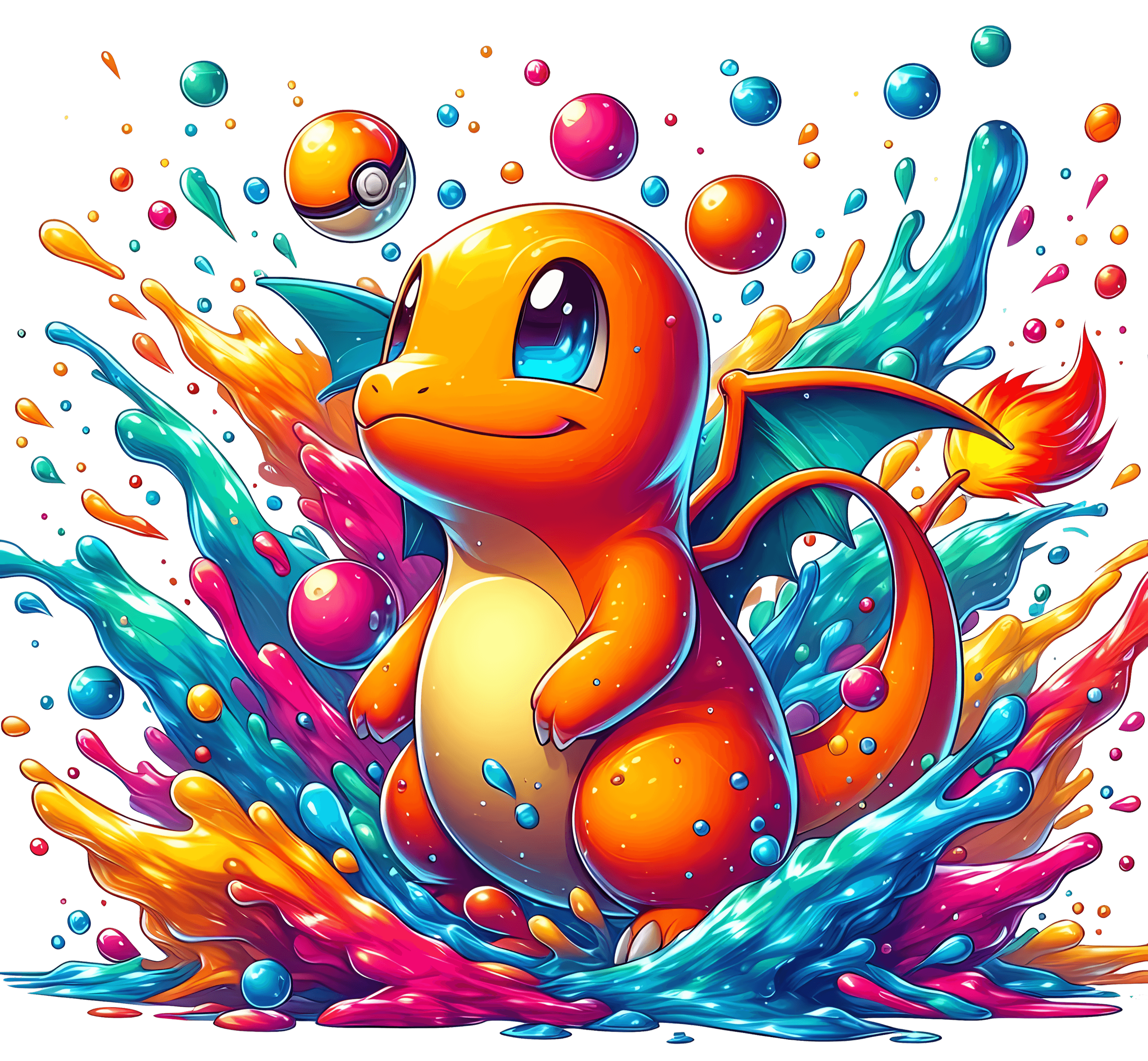 Orange Pokemon in Color Drip DTF (direct-to-film) Transfer – Twisted ...