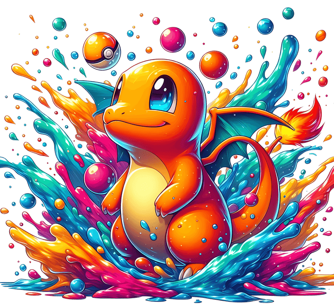 Orange Pokemon in Color Drip DTF (direct-to-film) Transfer – Twisted ...