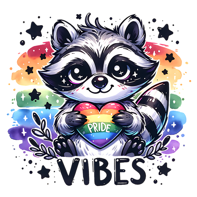 PRIDE VIBES CUTE RACCOON DTF (direct-to-film) Transfer – Twisted Image ...