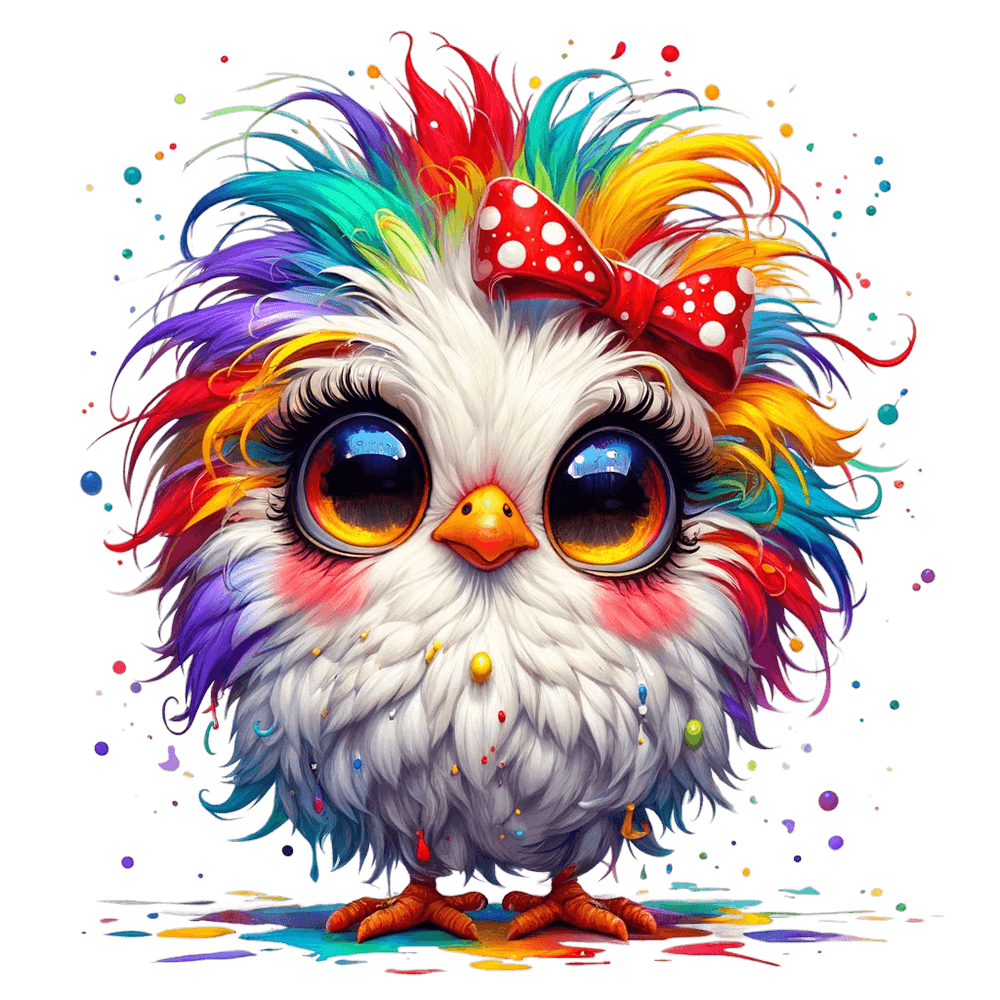 Paint Dots Fluffy Chicken DTF (direct-to-film) Transfer – Twisted Image Transfers