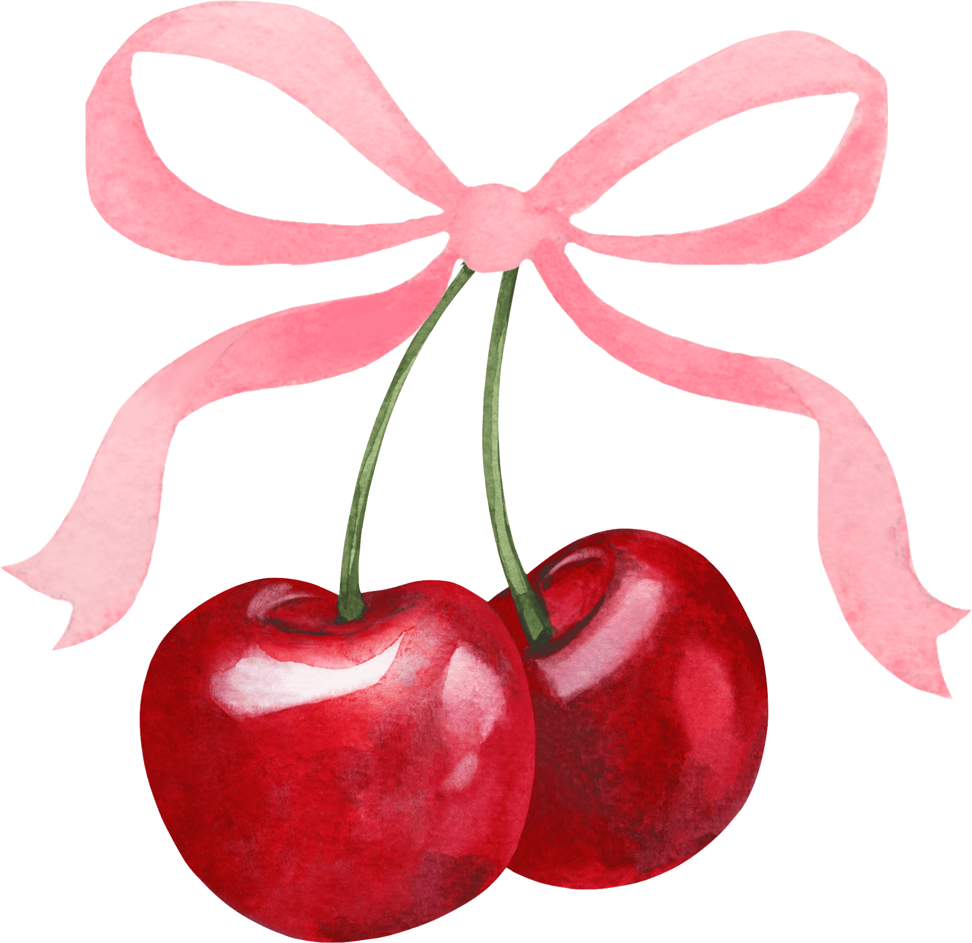 Pair of Cherries With Pink Bow DTF (direct-to-film) Transfer – Twisted ...