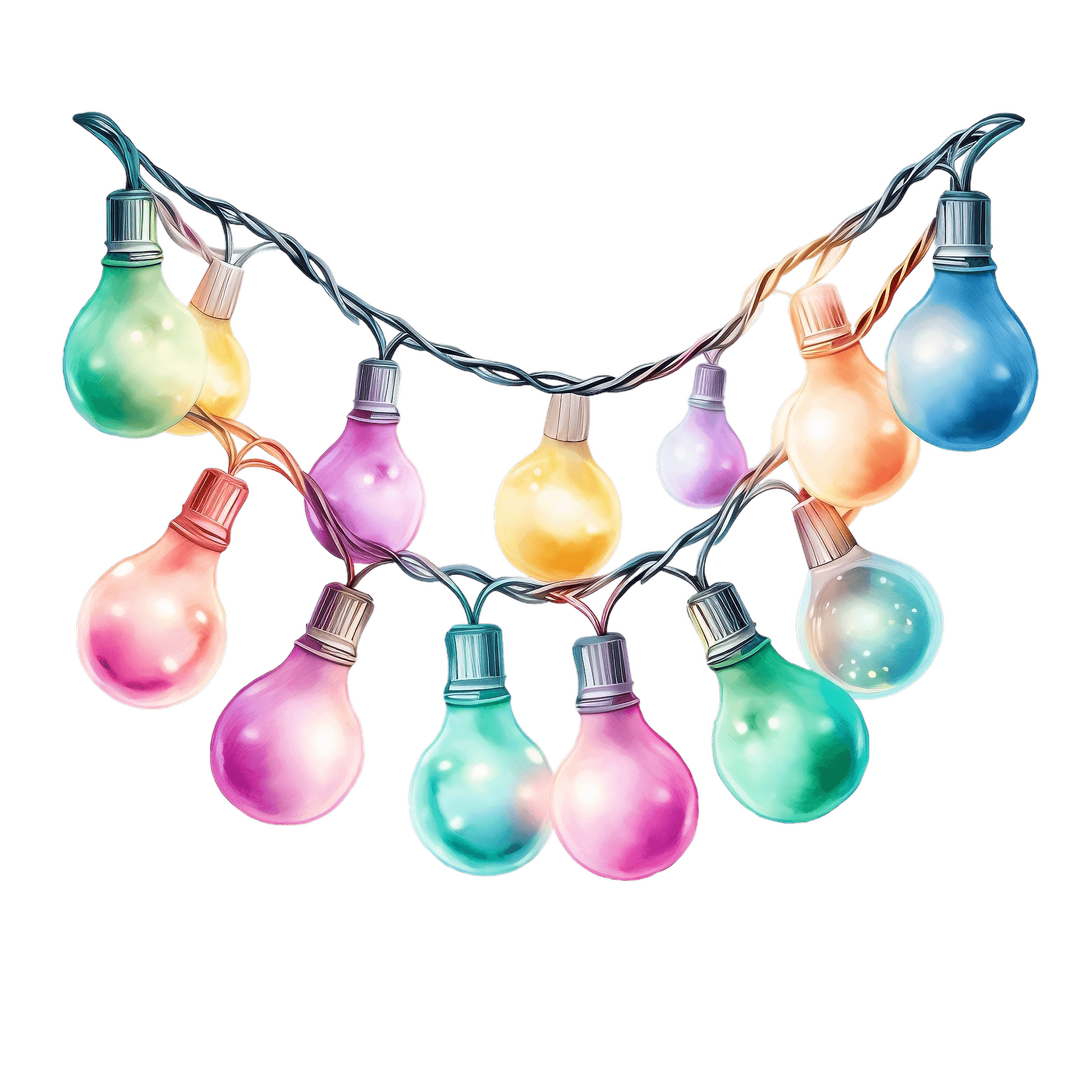 Pastel String of Christmas Lights DTF (direct-to-film) Transfer ...