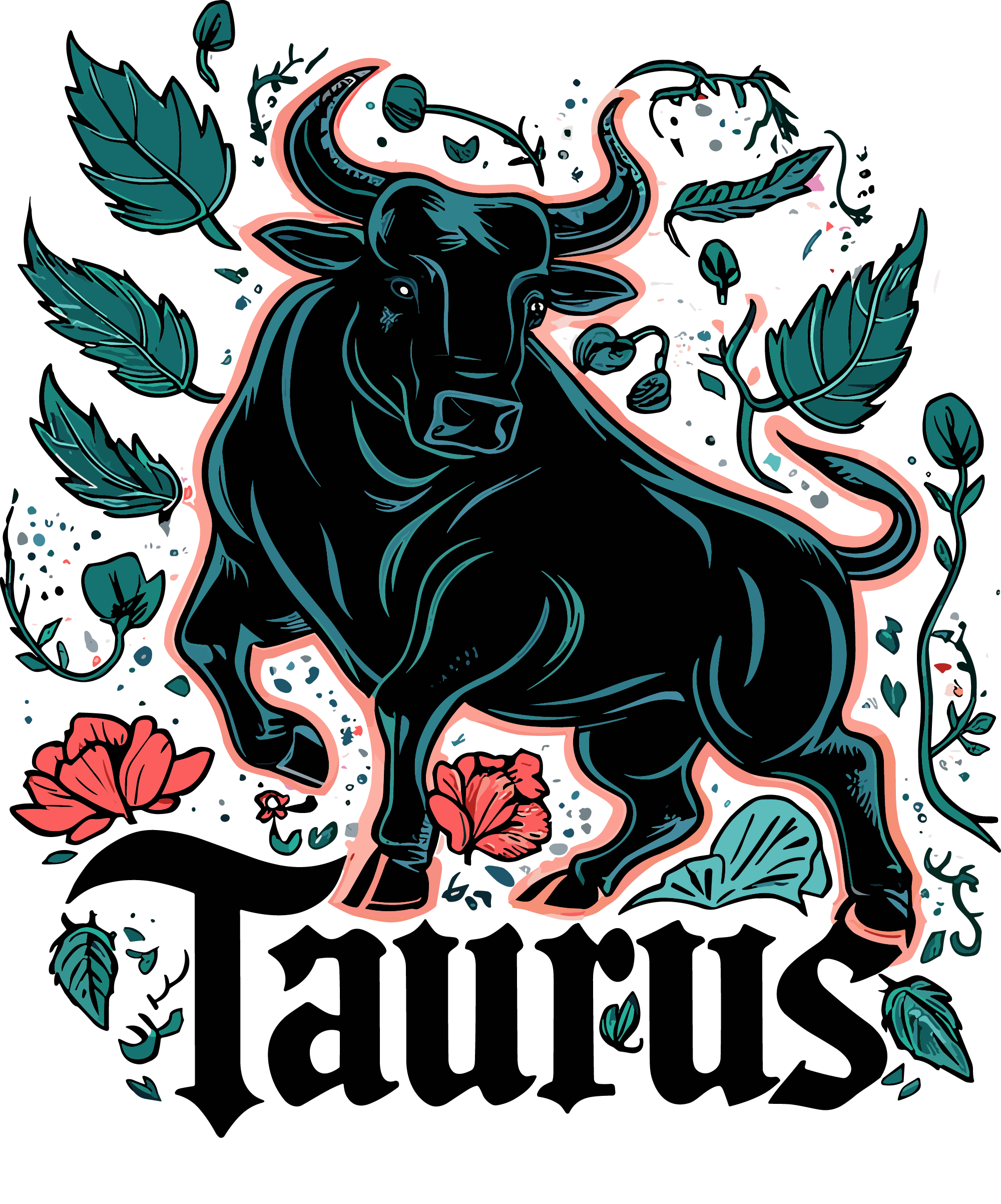 Pink Flowers & Taurus Bull DTF (direct-to-film) Transfer – Twisted ...