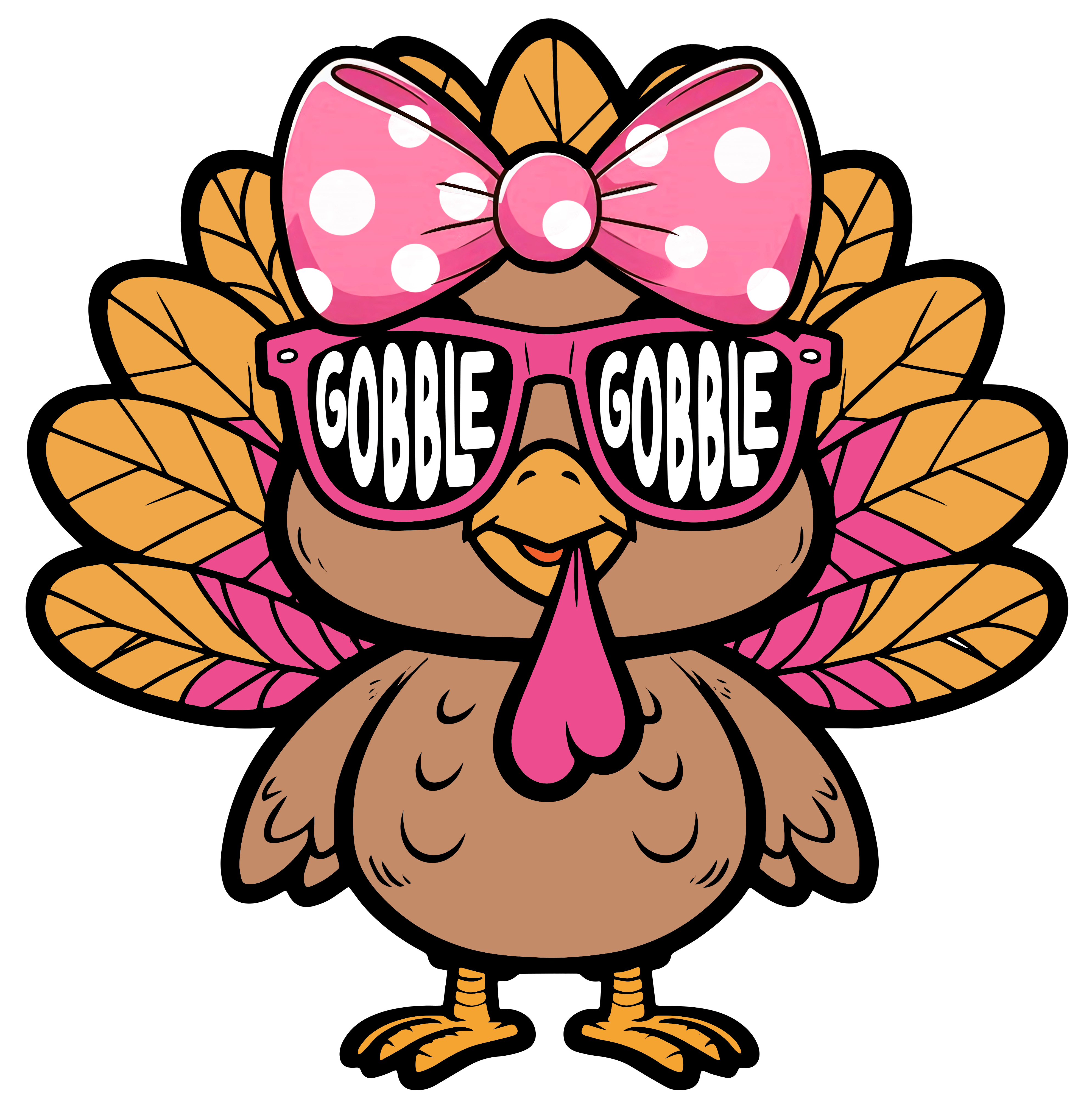 Pink Gobble Glasses Turkey DTF (direct-to-film) Transfer – Twisted ...