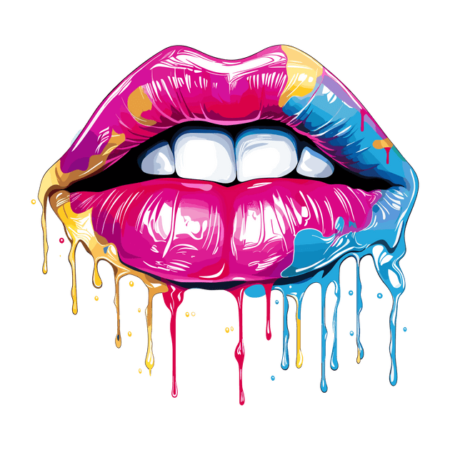 Pink Lips Color Drip DTF (direct-to-film) Transfer – Twisted Image ...