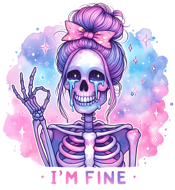 Pink Purple & Blue Skeleton Girl DTF (direct-to-film) Transfer ...