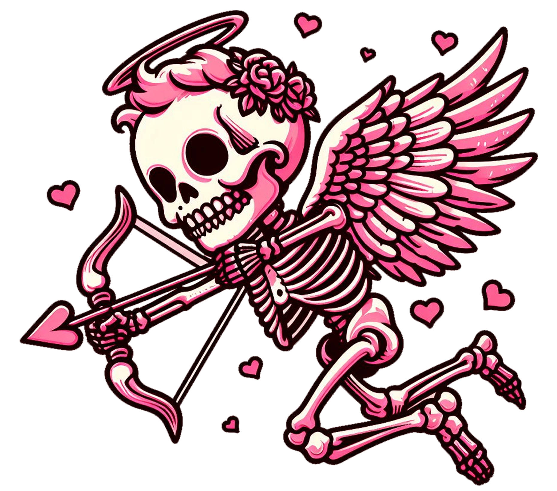 Pink & White Skeleton Cupid Valentine DTF (direct-to-film) Transfer ...