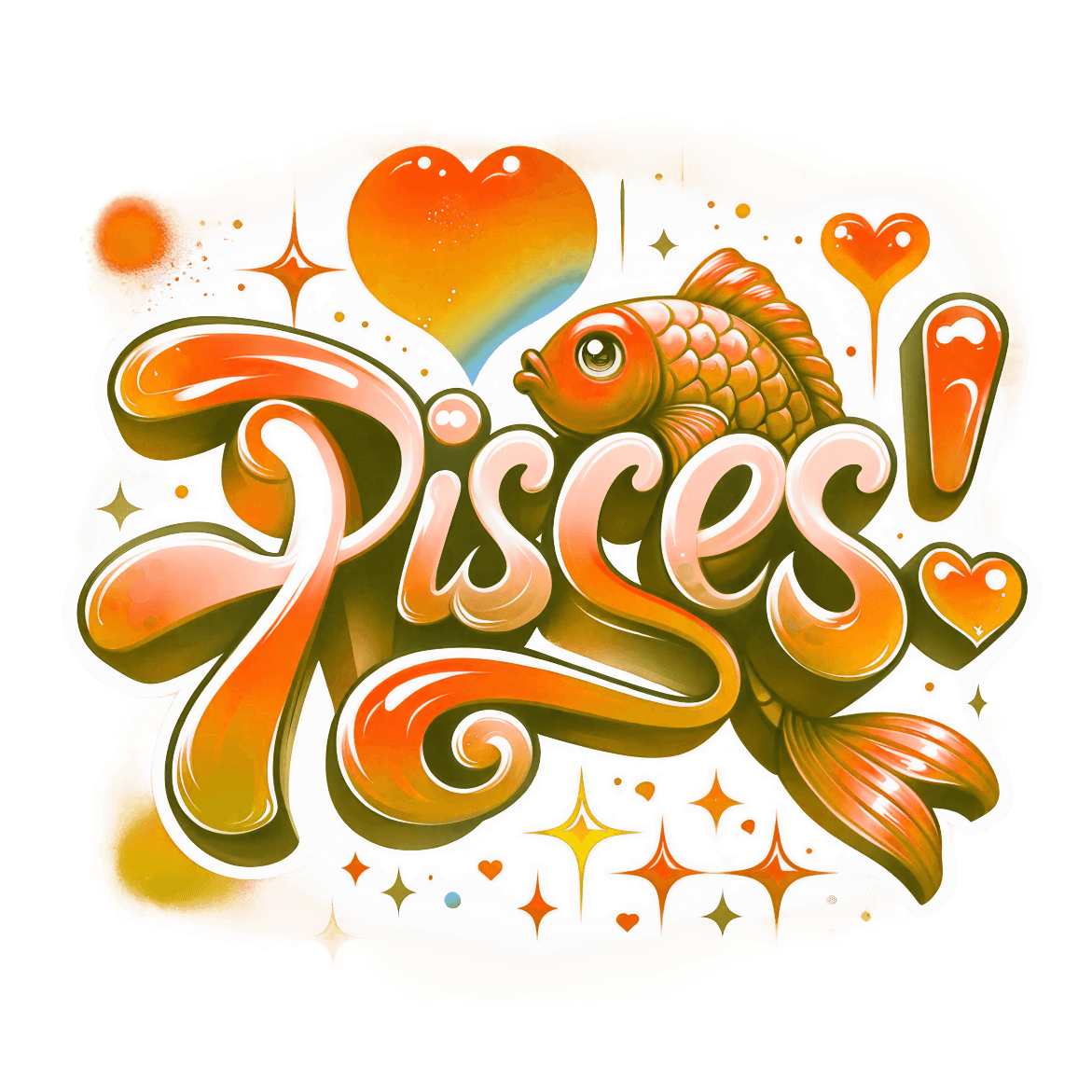 Pisces 1 Orange Zodiac DTF (direct-to-film) Transfer – Twisted Image ...