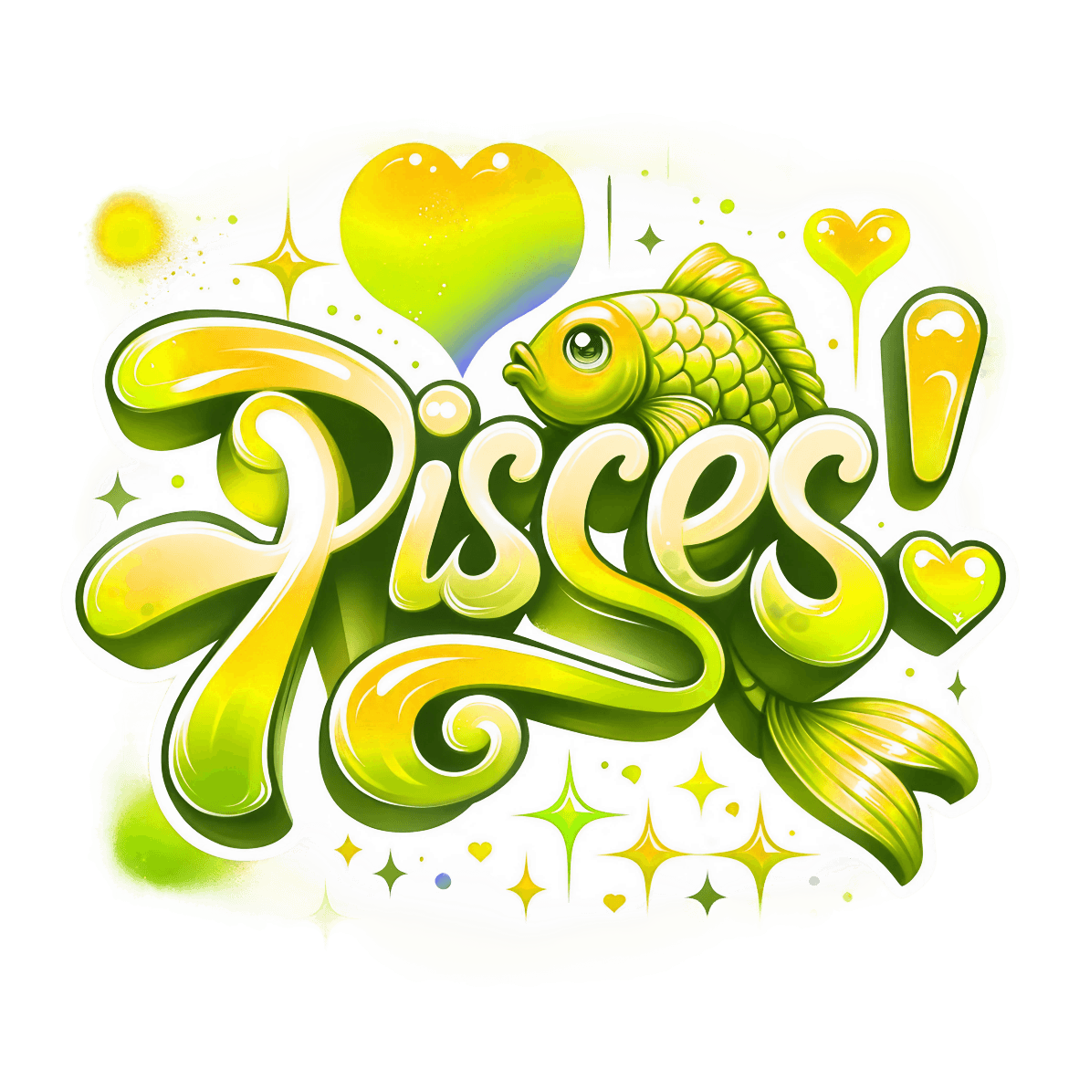 Pisces 1 Yellow Zodiac DTF (direct-to-film) Transfer – Twisted Image ...