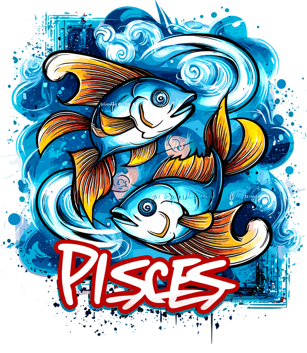 Pisces Blue Fish DTF (direct-to-film) Transfer – Twisted Image Transfers